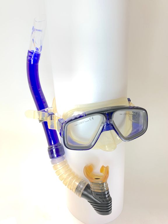 Brisbane Tool Library: Goggles - Dark Blue, black trim, angled frames (573)